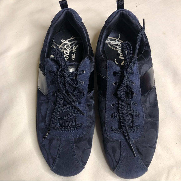 Coach | Shoes | Coach Hadley Navy Blue Suede And Canvas Signature C ...